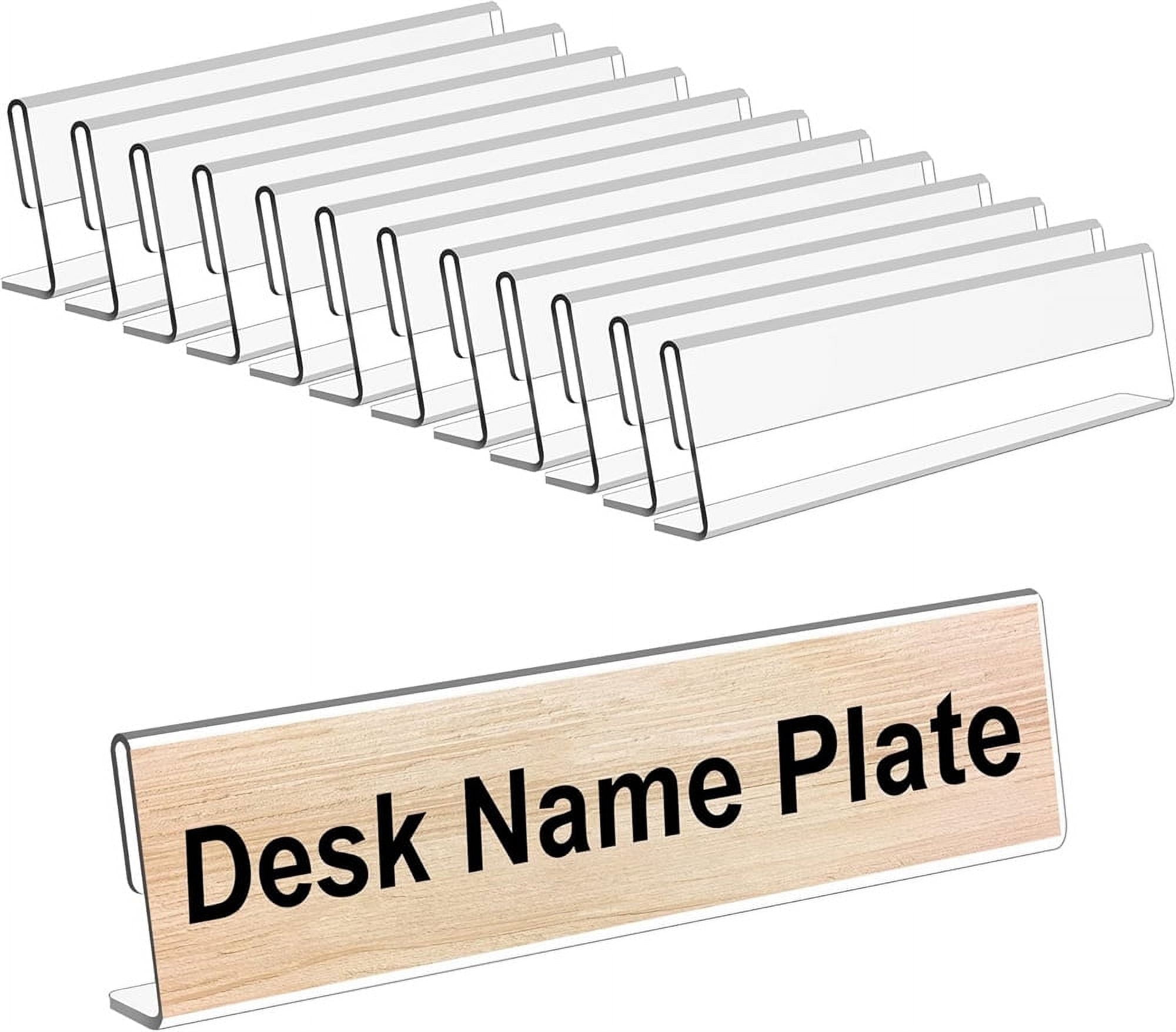 Triani 12 Pcs Acrylic Desk Name Plate Holder 2"x8" Clear Desk Name ...
