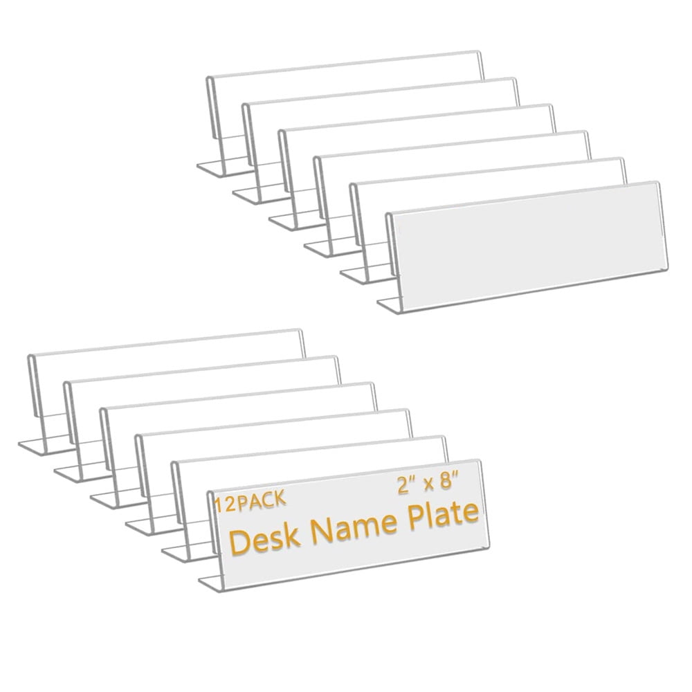 Triani 12 Pack Name Plates for Desks for Desks 2 x 8 Inch Clear Name ...