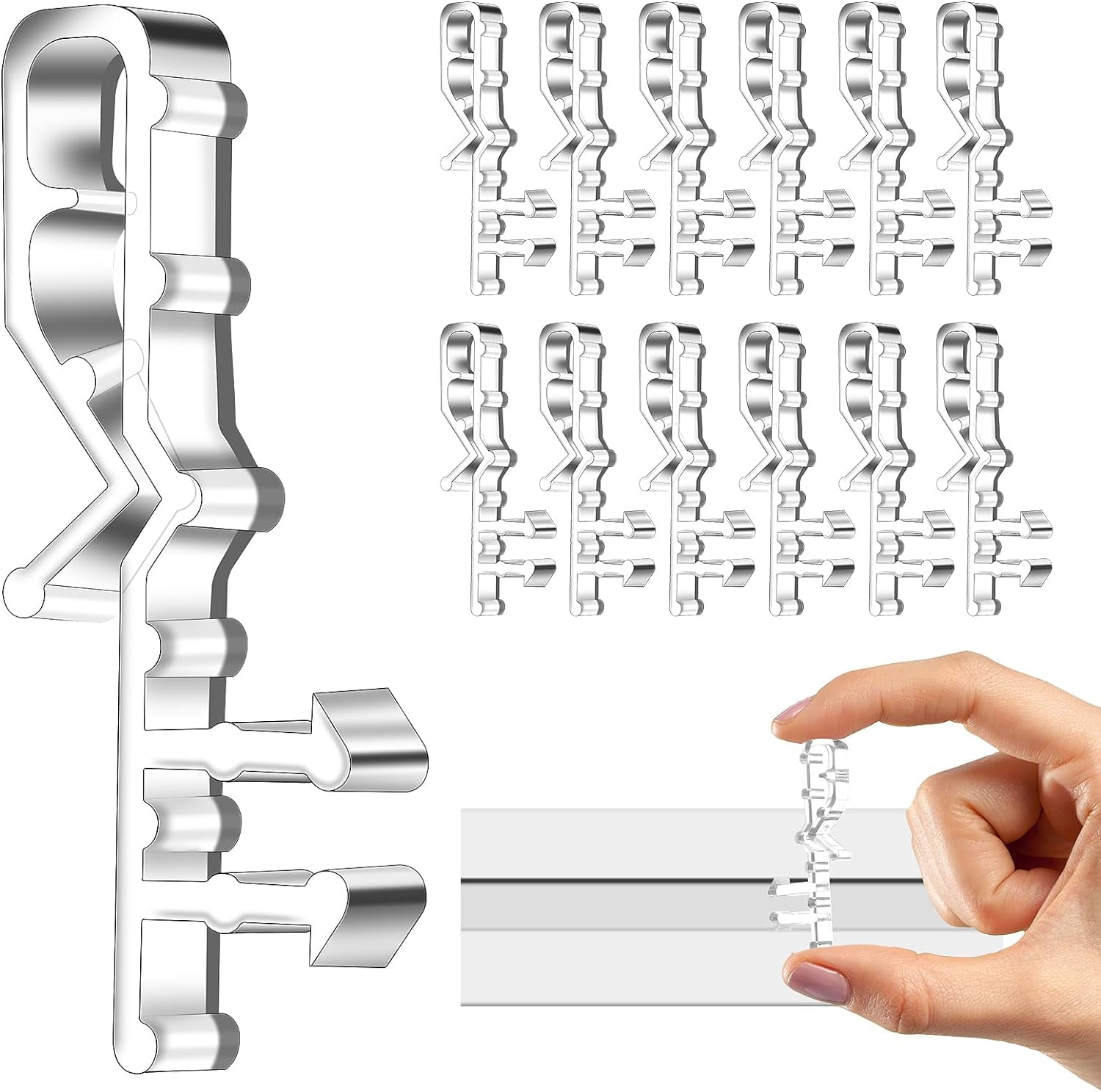 Triani 12Pcs 2-1/8 Inch Valance Clips Window Blind Clips Clear Plastic ...