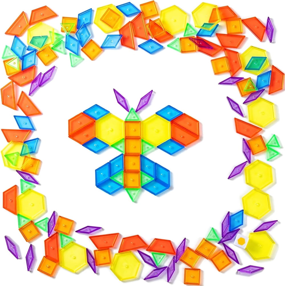 Triani 140Pcs Translucent Pattern Blocks Premium Geometric Shapes ...