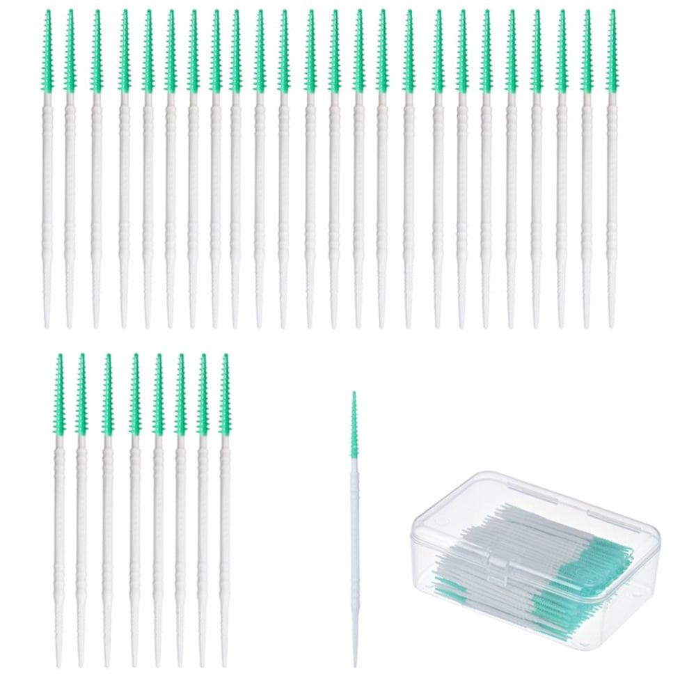 Triani 150Pcs Interdental Brushes and Dental Floss Picks 2-in-1 Double ...