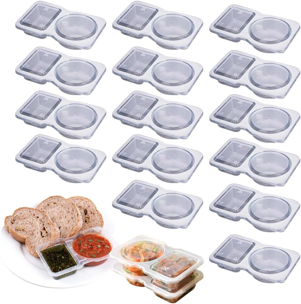 Triani 15Pcs Double Compartment Condiment Container 2 Compartment ...