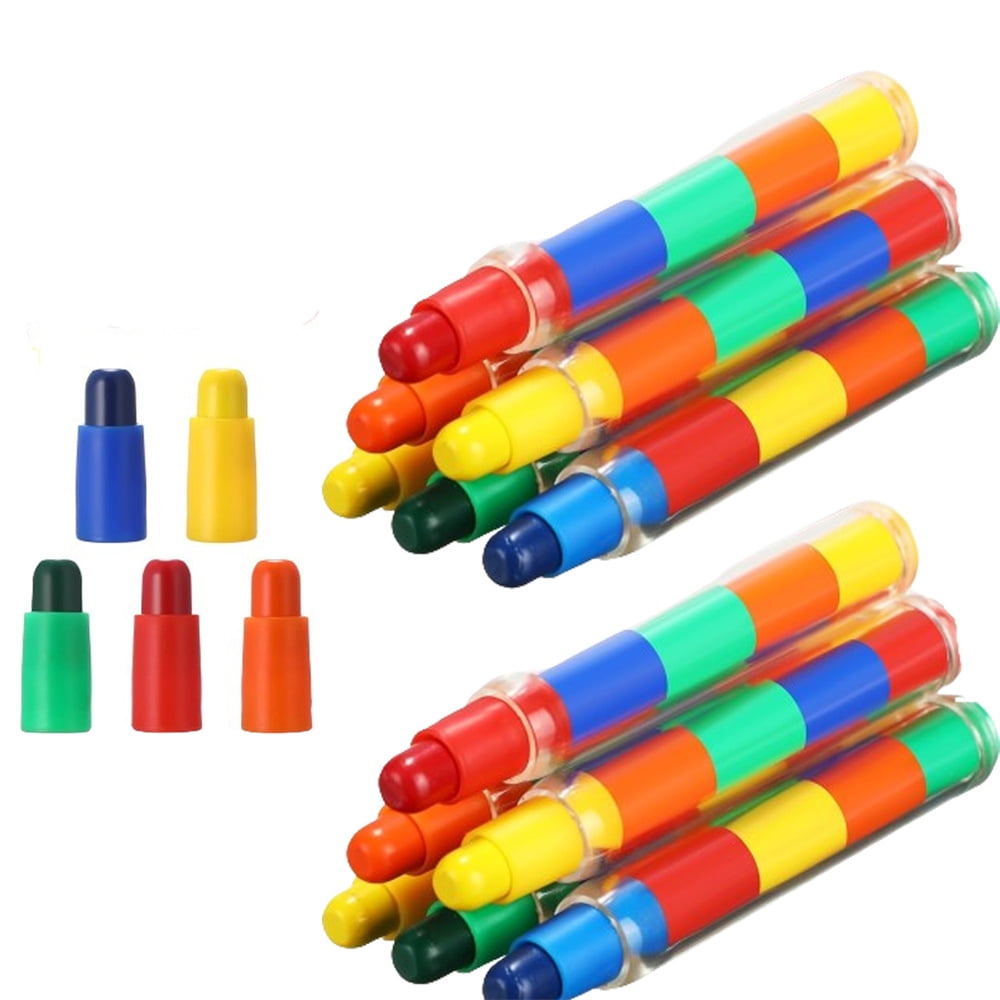 Triani 15Pcs Stackable Crayons Stacking Buildable 5 Color Crayon ...