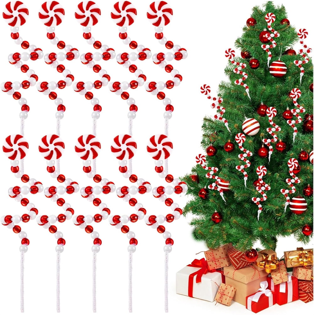 Triani 16Pcs Candy Cane Christmas Tree Decorations 9.4" Candy Shape ...