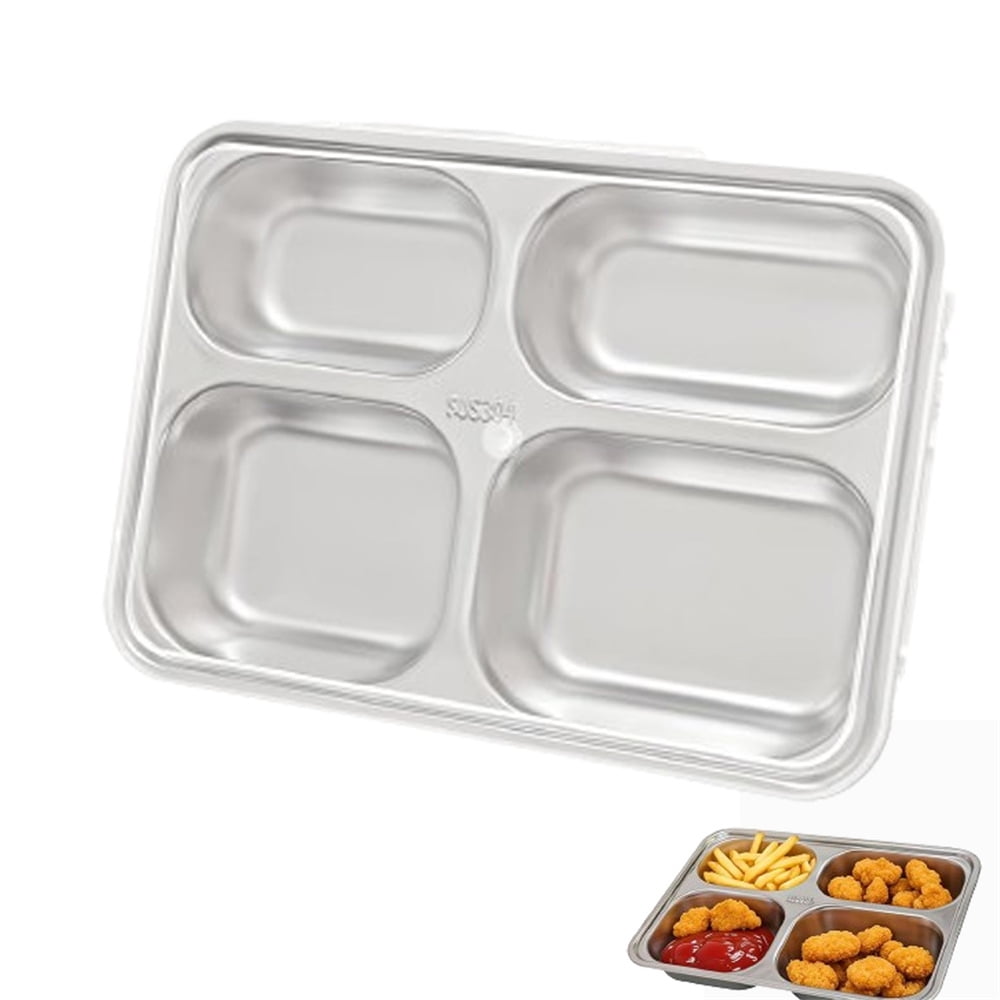 Triani 1Pack Stainless Steel Rectangular Divided Tray Plate Reusable ...