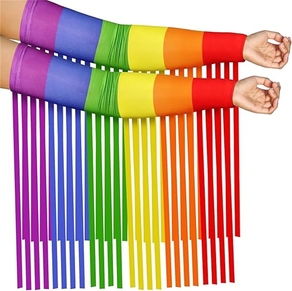 Triani 1Pairs Rainbow Arm Warmer Rave Elbow Accessories Costume Fringe Rave Outfits for ...