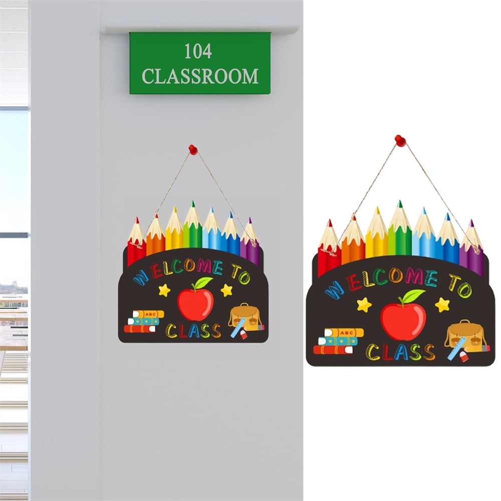 Triani 1Pcs Welcome to Our Classroom Door Sign 9.84"Cute Coloful Pencil ...