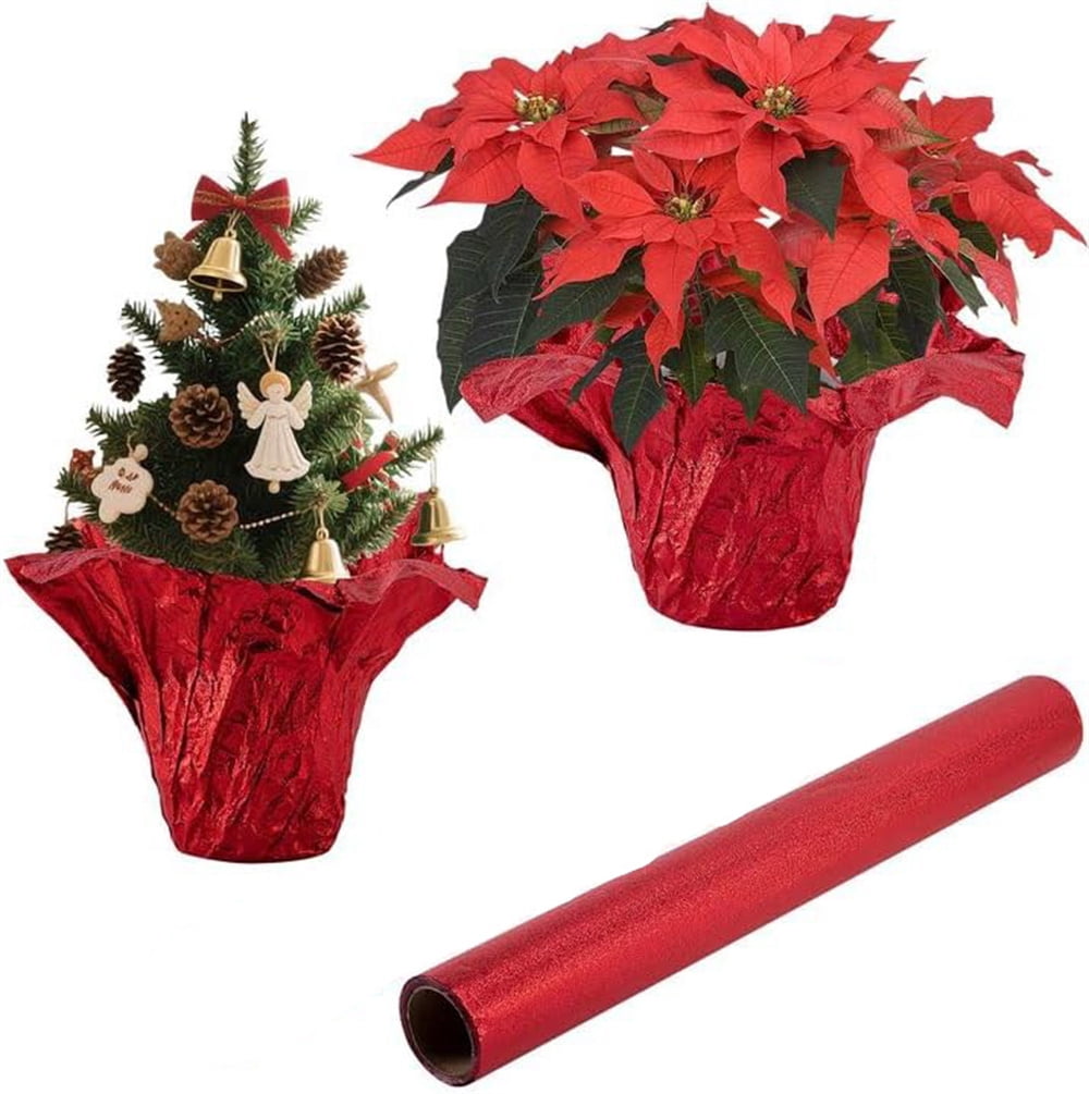Triani 1Roll Floral Foil Plant Pot Covers 10 Yard Matte Texture ...
