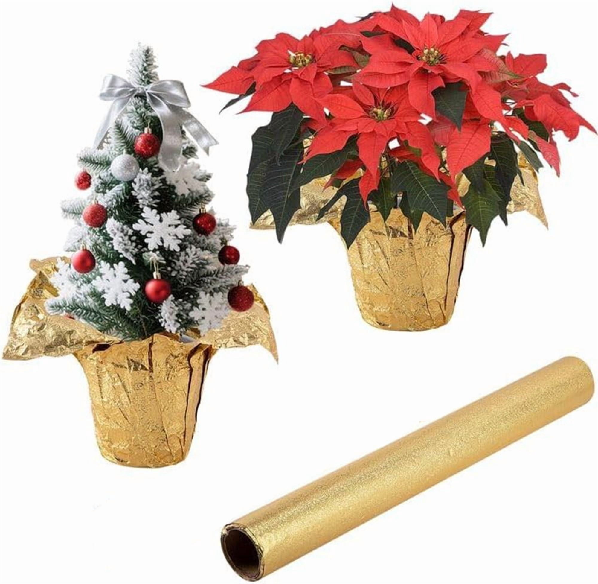 Triani 1Roll Floral Foil Plant Pot Covers 10 Yard Matte Texture ...