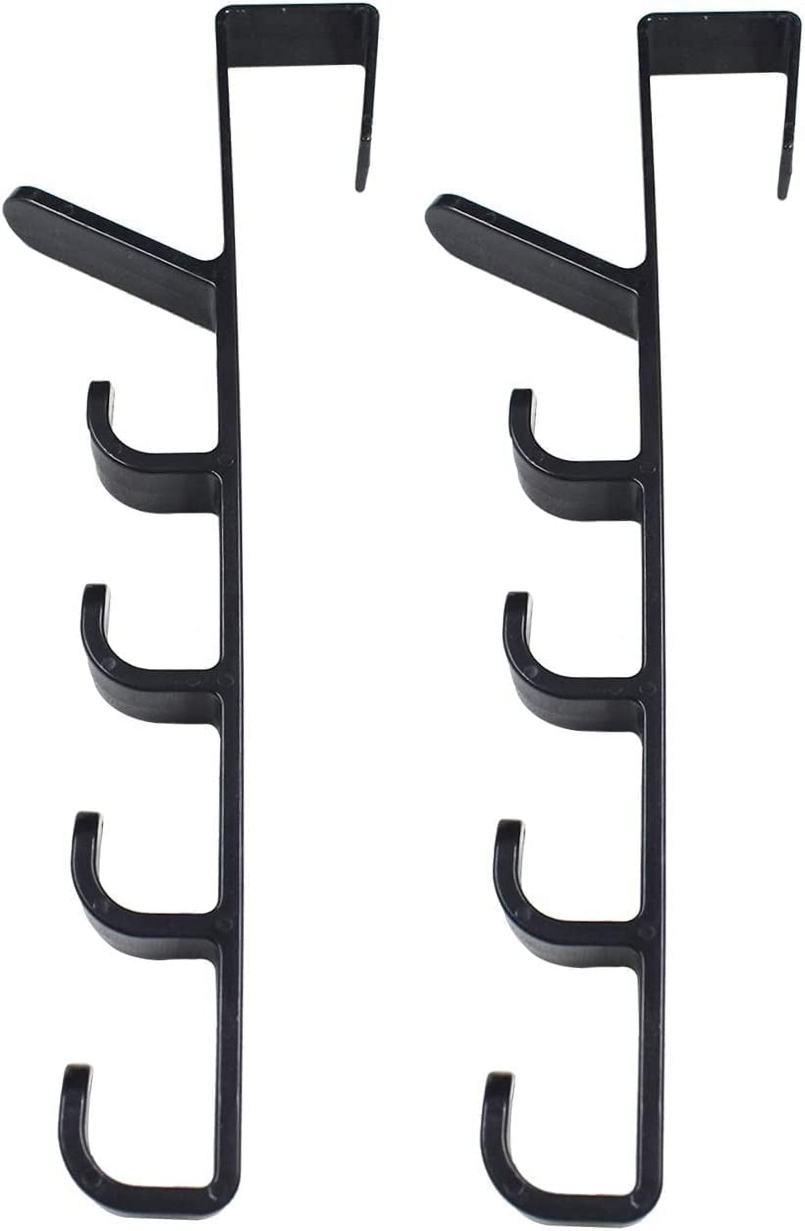 TRIANI Black Over the Door Hook Hanger 5 Hooks Organizer for Coats Hats ...
