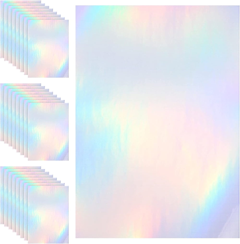 Triani 20 Sheets Holographic Sticker Paper Clear Vinyl Laminate Film ...