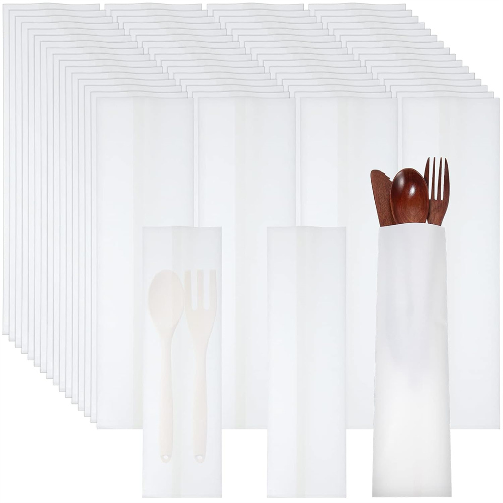 Triani 200Pcs White Paper Utensil Sleeves Churro Bags 10*4 Inch Flat ...