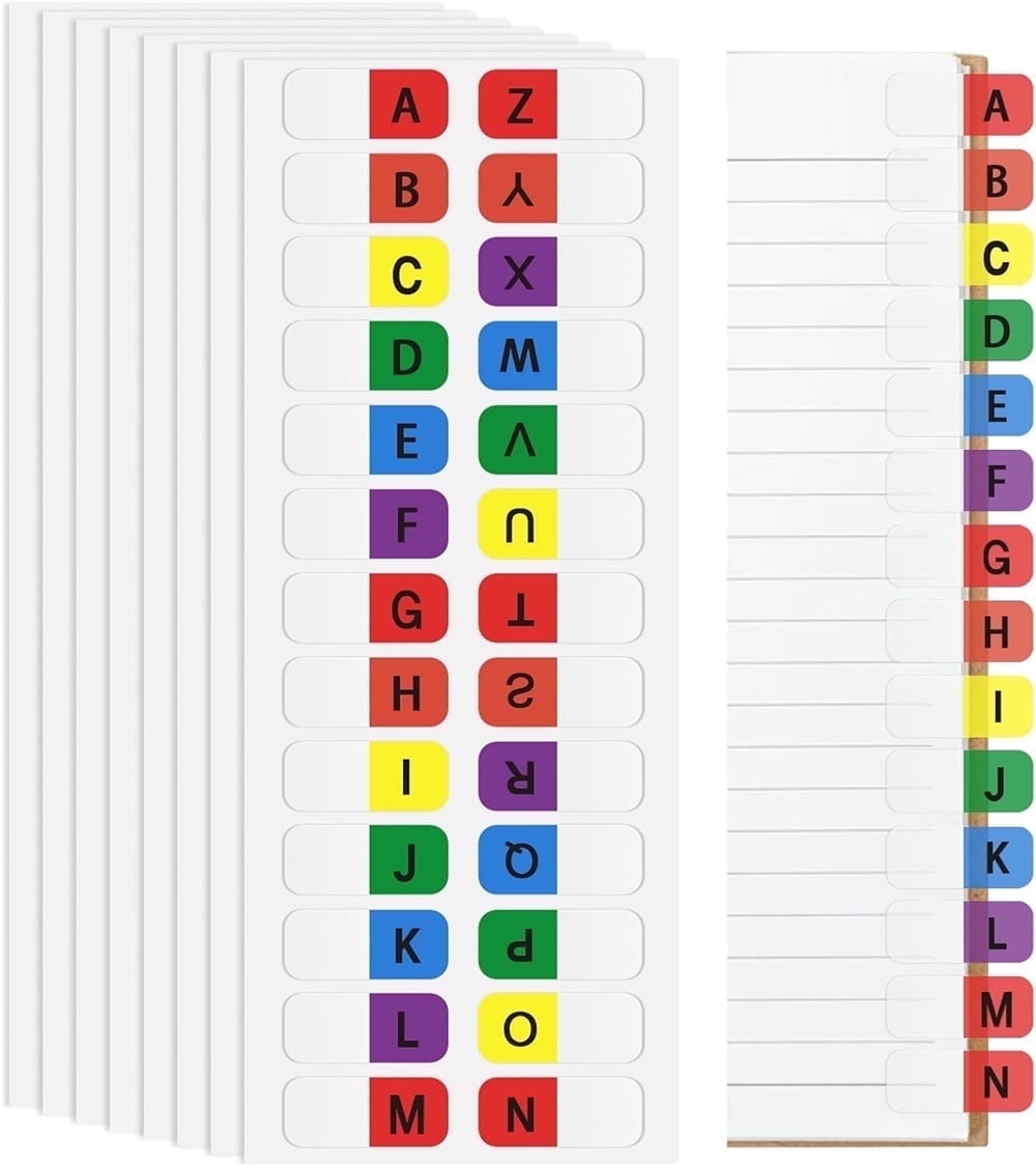 Triani 208Pcs A-Z Sticky Tabs Multicolor Alphabet Index Tabs Self ...