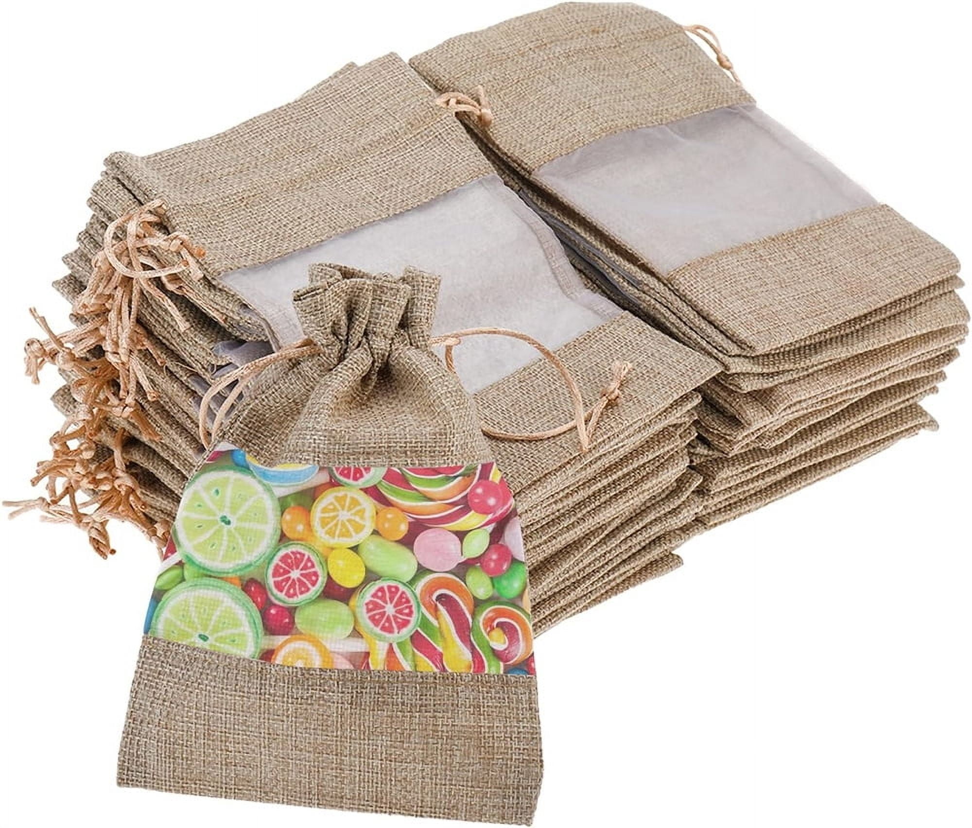 Triani 20Pcs Burlap Drawstring Gift Bag 5.5x3.9 Inch Small Mesh Bags ...