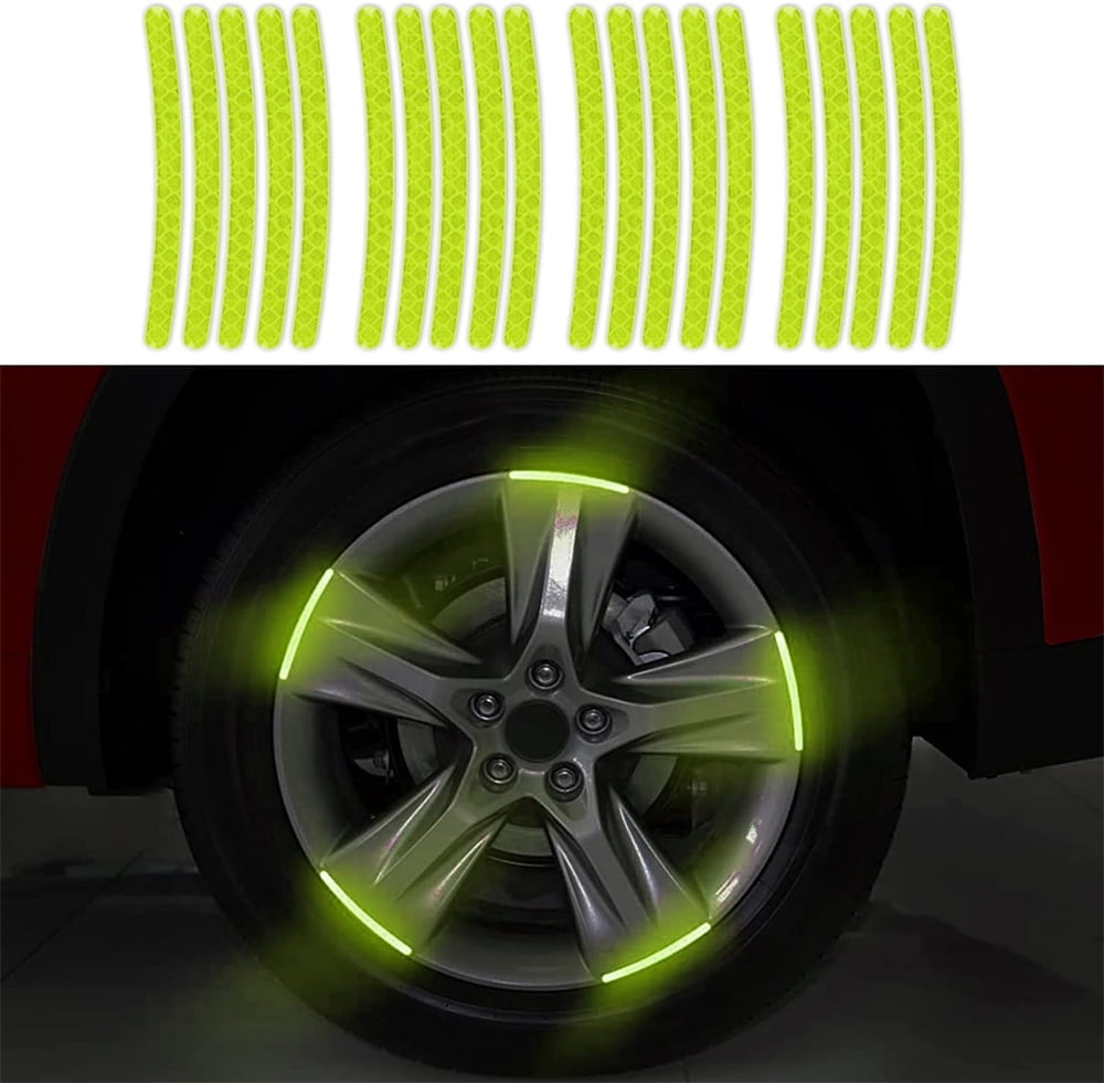 Triani 20Pcs Car Wheel Hub Reflective Sticker Wheel Adhesive Strips Rim ...