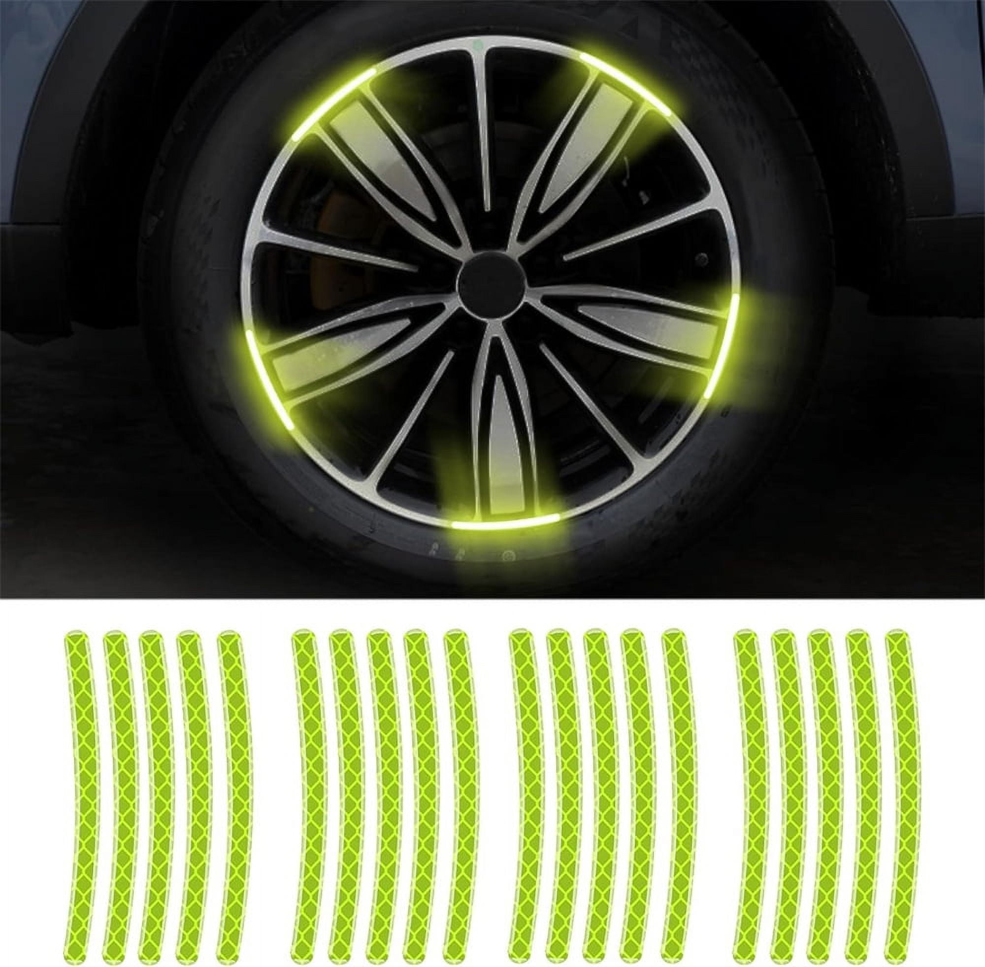 Triani 20Pcs Green Car Wheel Hub Reflective Sticker Night Reflective ...