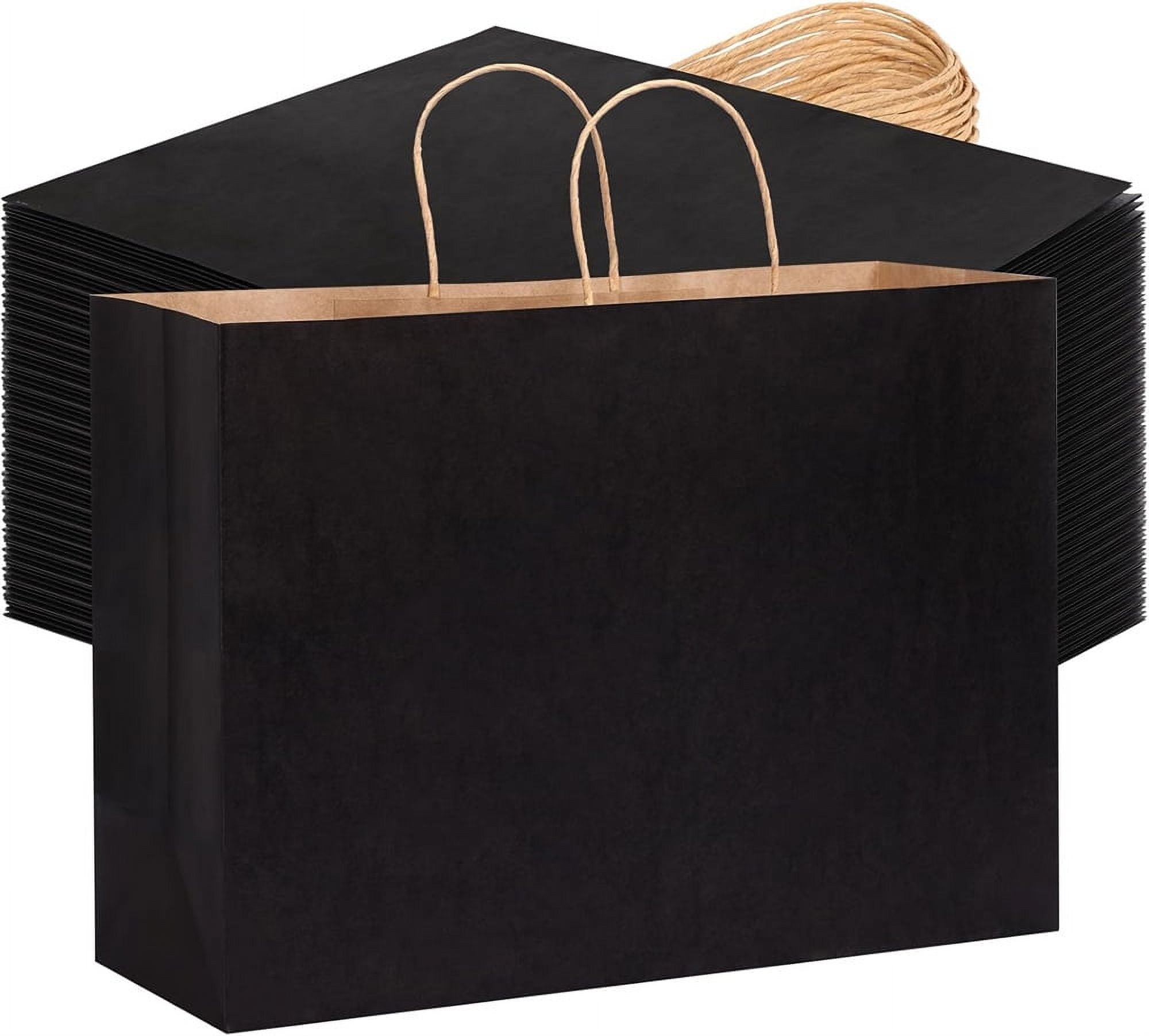 Triani 20Pcs Kraft Paper Bags with Handles Bulk 16x6x12 Inch Black Gift ...