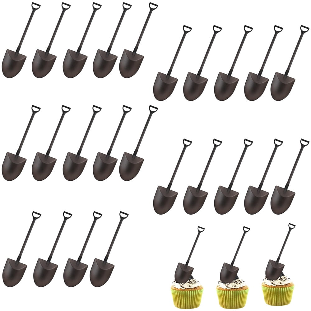 Triani 24Pcs Black Mini Plastic Shovel Spoons Disposable Plastic ...