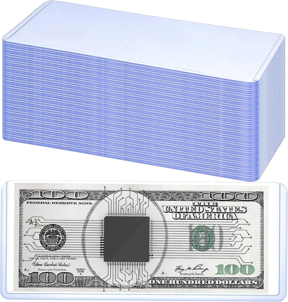 Triani 24Pcs Hard Plastic Clear Money Holder 6.8" x 2.9" Waterproof ...