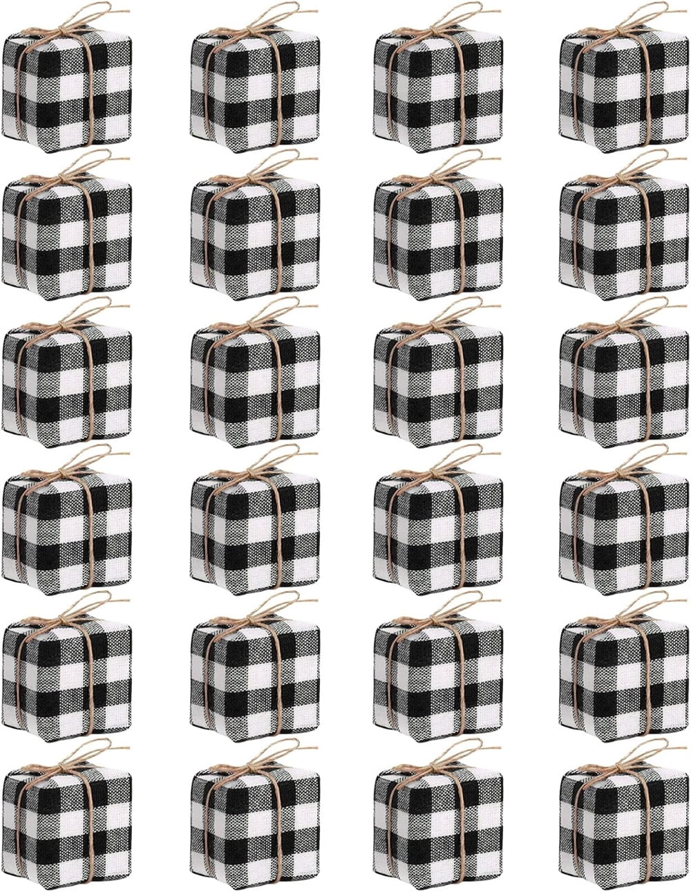 Triani 24Pcs Mini Presents Buffalo Plaid Wrapped Ornaments Decoration ...