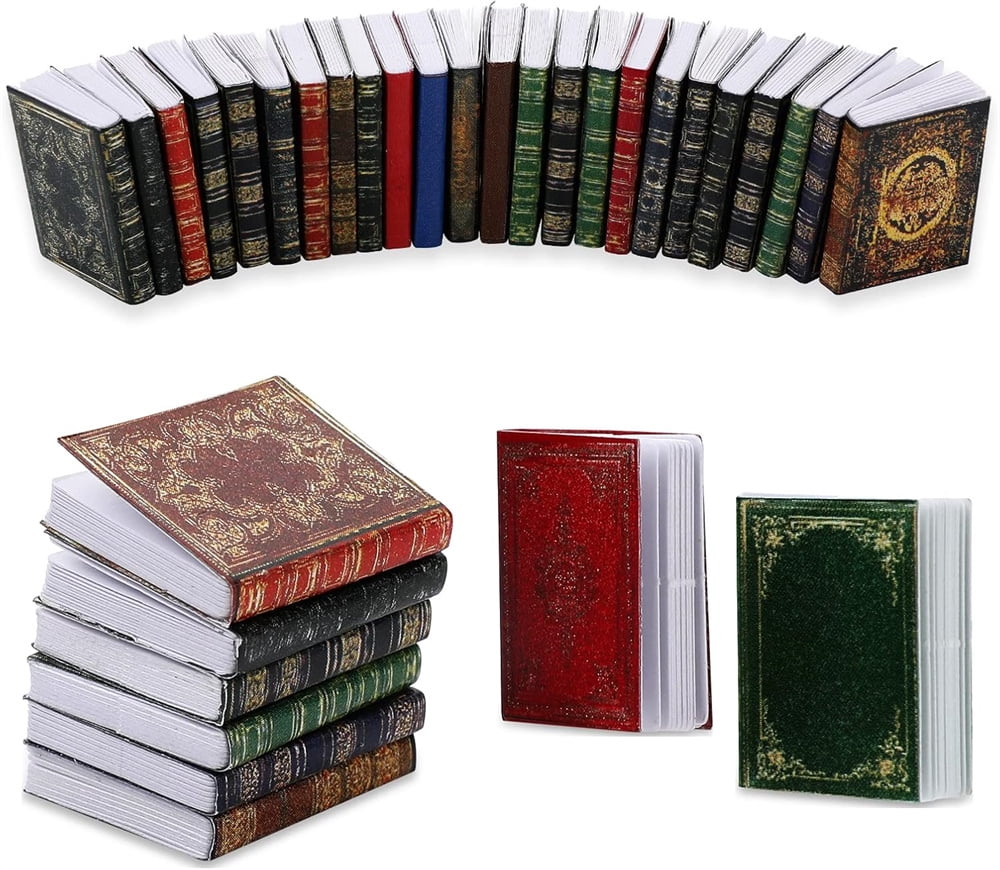 Triani 24Pcs Miniature Dollhouse Books 1:12 Scale Miniatures Dollhouse ...