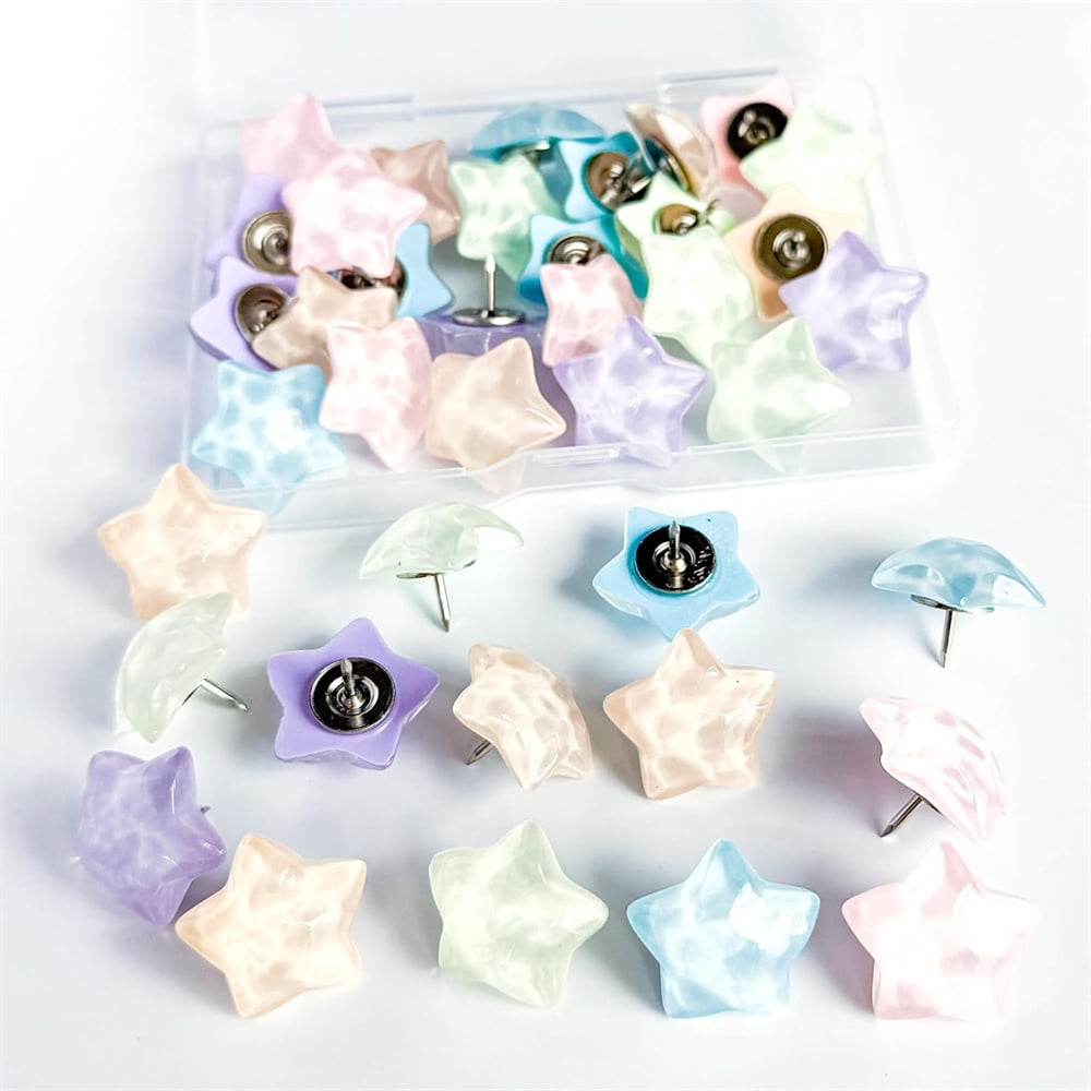 Triani 25Pcs Cute Star Push Pins for Bulletin Board Star Decorative ...