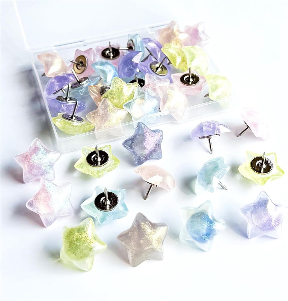 Triani 25Pcs Decorative Push Pins Cute Upholstery Tacks Star-Shaped ...