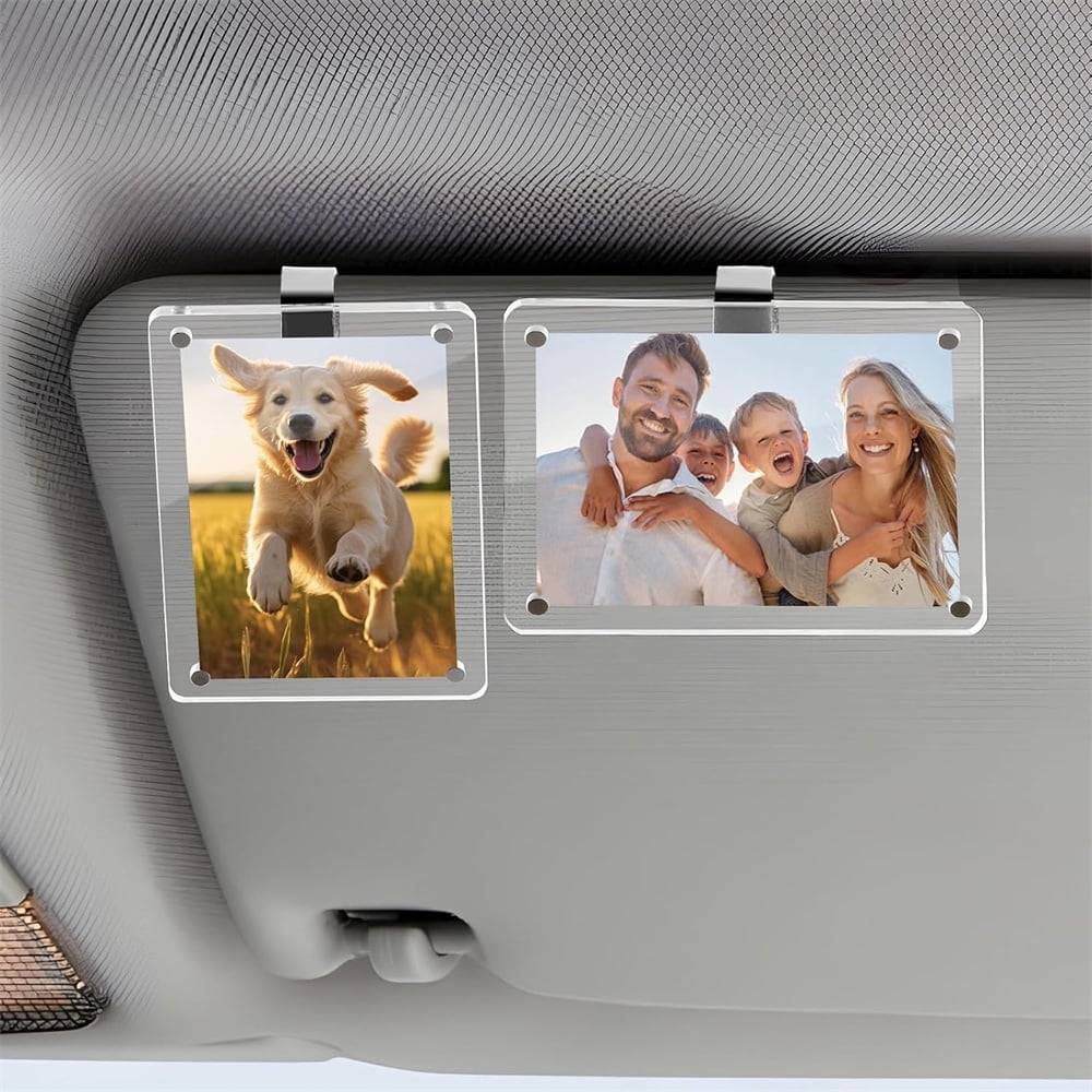 Triani 2Pcs Acrylic Magnetic Design Photo Car Visor Clip 2.36x3.54 Inch ...