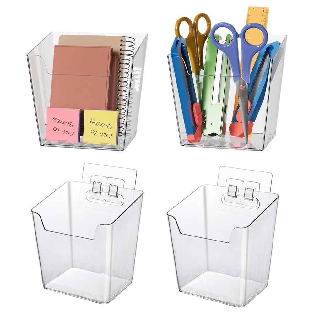 Triani 2Pcs Clear Adhesive Wall Storage Bins M size Cabinet Door ...