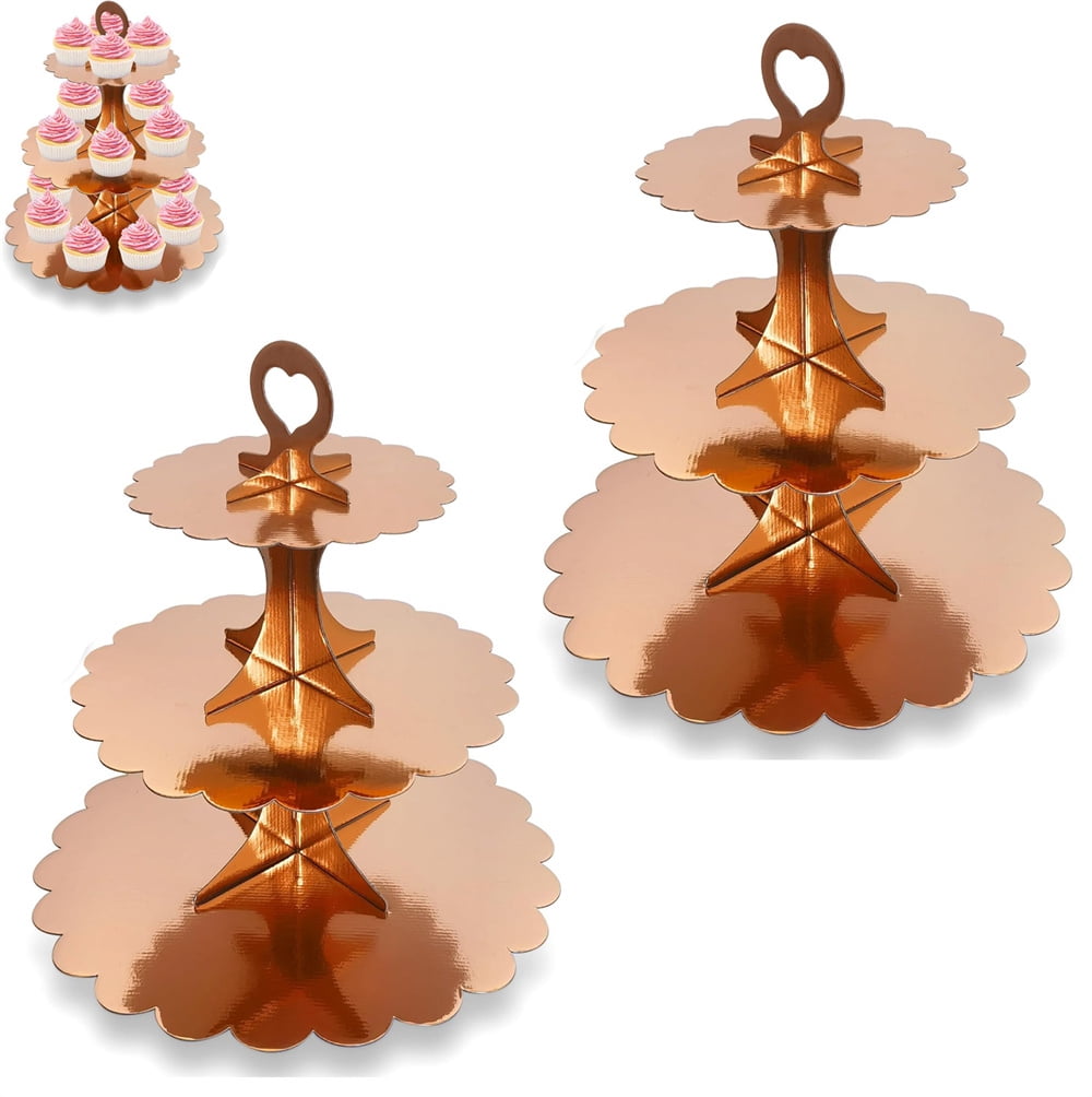 Triani 2Pcs Cupcake Stand Tower 3-Tier Tiered DIY Cupcake Stand Tower ...