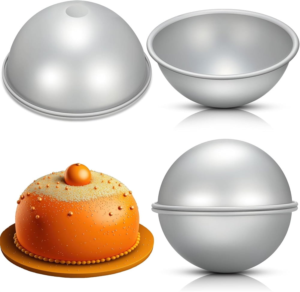 Triani 2Pcs Half Ball Sphere Bath Cake Pan 6 Inch Aluminum Cake Ball ...
