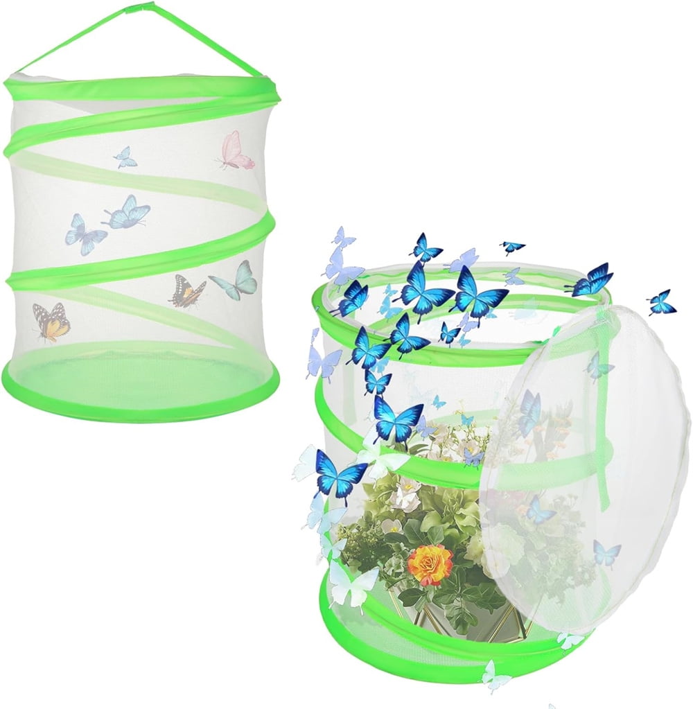 Triani 2Pcs Insect Butterfly Habitat Cage Terrarium Pop-up Breathable ...