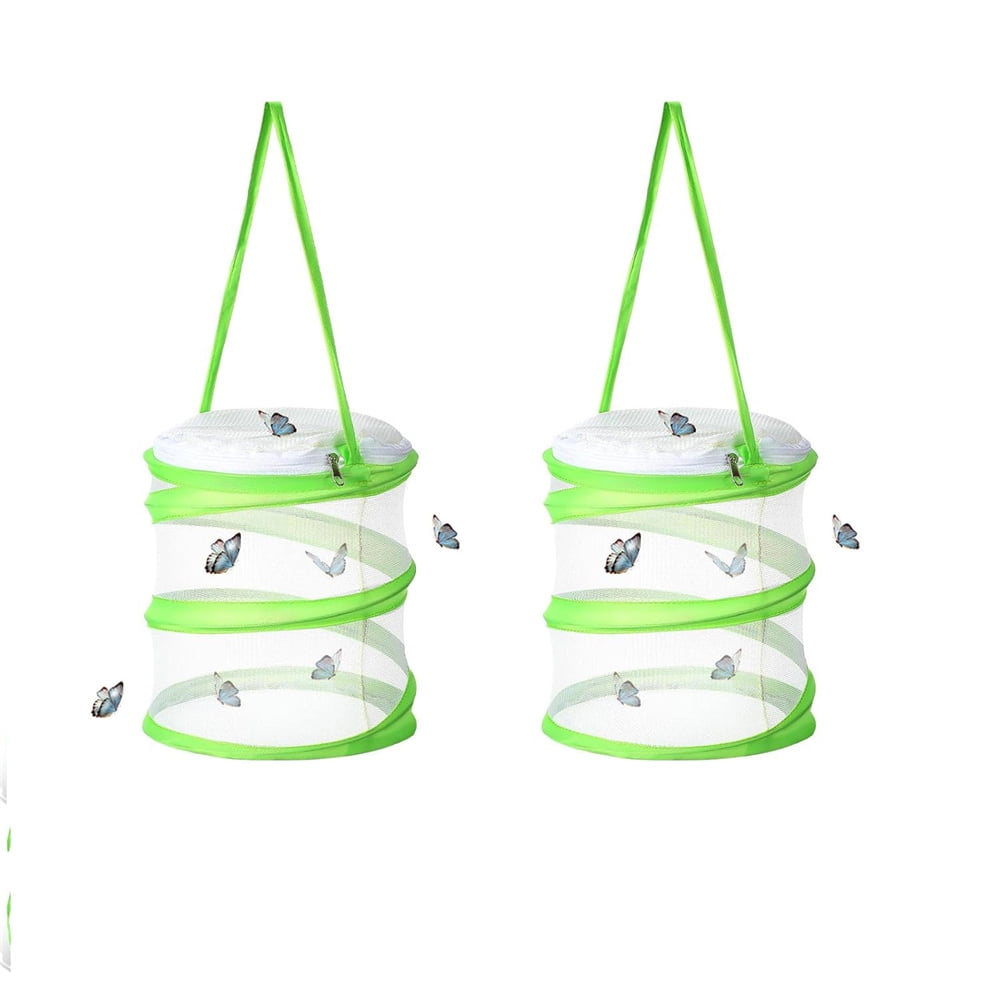 Triani 2Pcs Mini Butterfly Habitat Cage 7.08Inch Clear Container Mesh ...