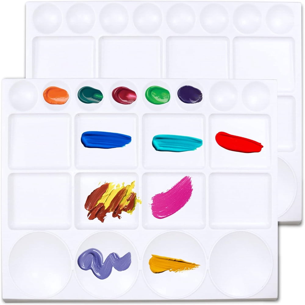 Triani 2Pcs Plastic Palette for Oil 20 Well 13 x 10 Inches Watercolor ...