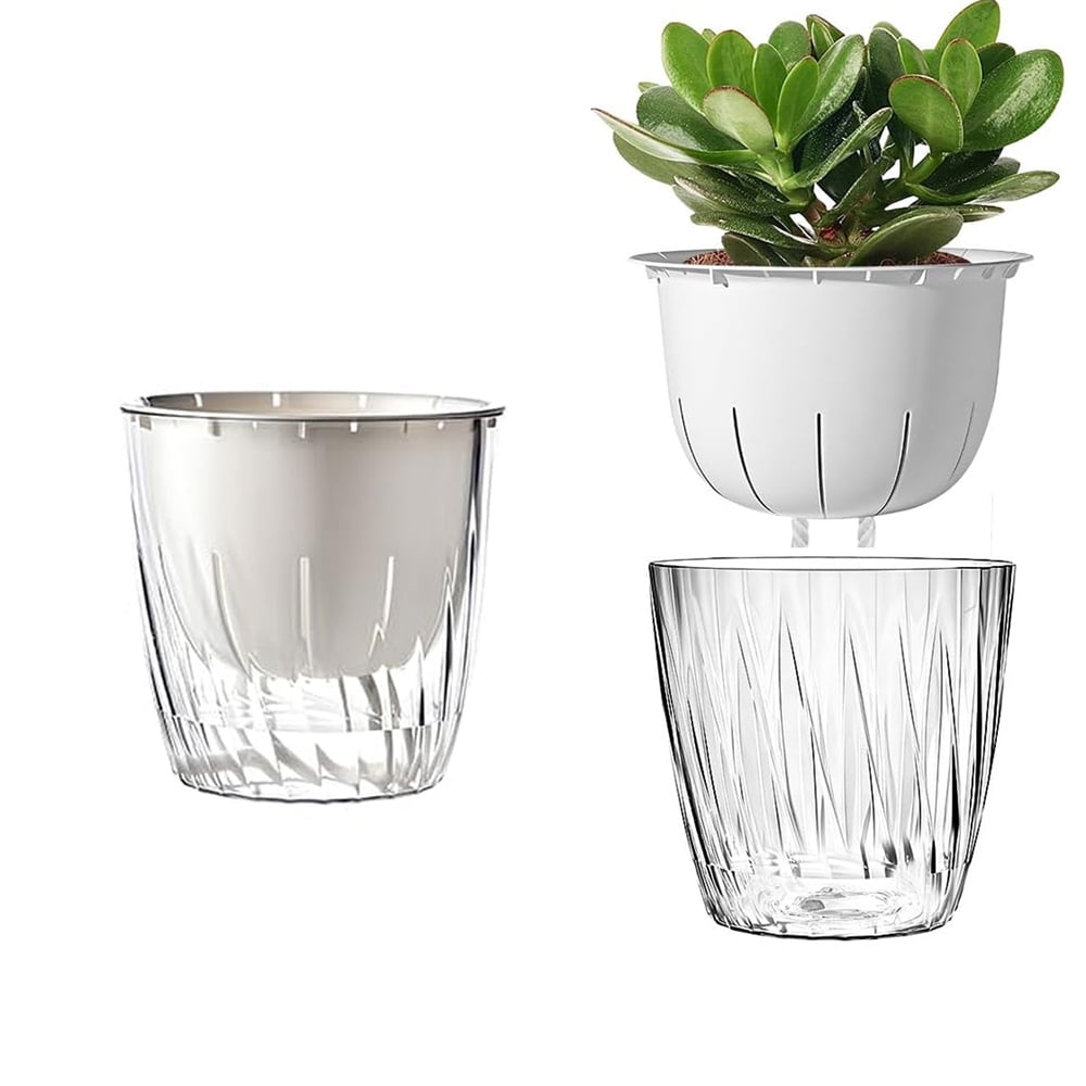 Triani 2Pcs Self Watering Plant Pot 4.52" Plastic Wick Flower Plant Pot ...