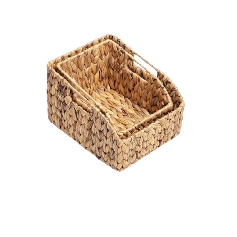 Triani 2Pcs Wicker Baskets Natural Water Hyacinth Storage Baskets with ...