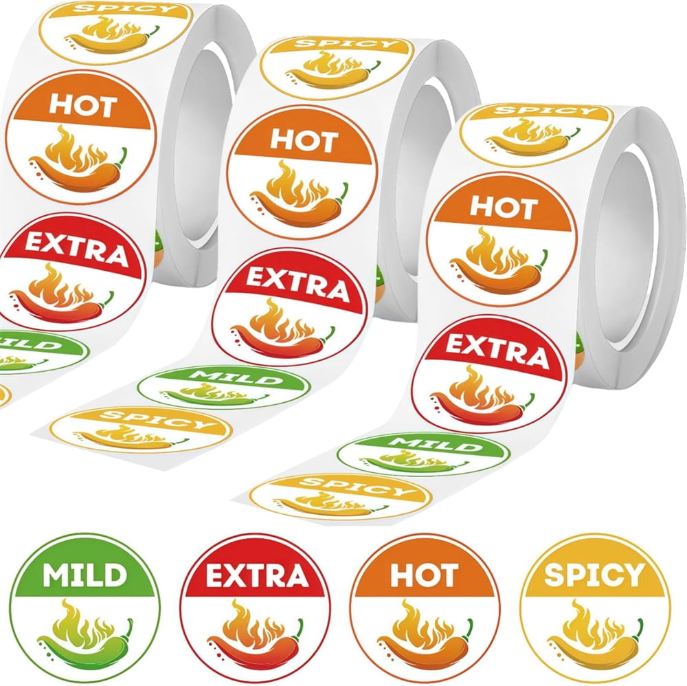 Triani 3 Rolls Chili Pepper Stickers Hot Stickers Spiciness Indicator ...