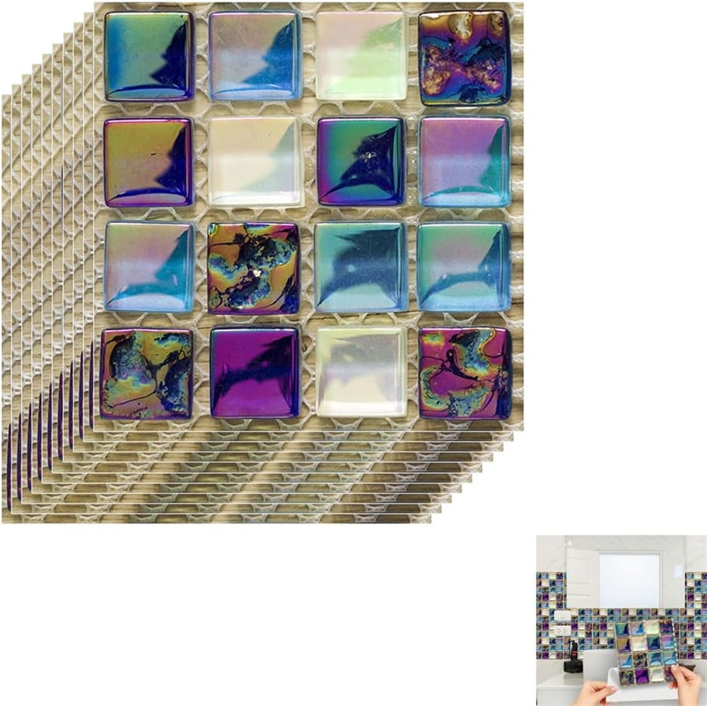 Triani 30Pcs Self-Adhesive Simulation Mosaic Tile Stickers 4x4inch ...