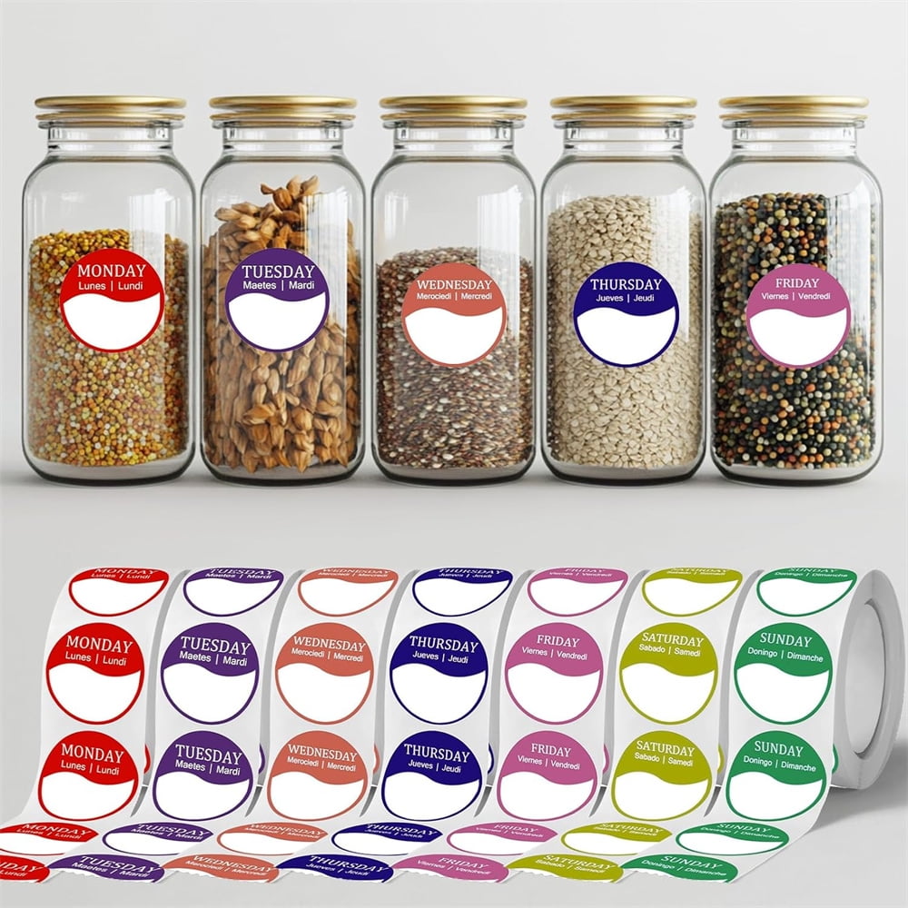 Triani 3500Pcs 7 Day of The Week,Monday Friday Food Day Tags Removable ...