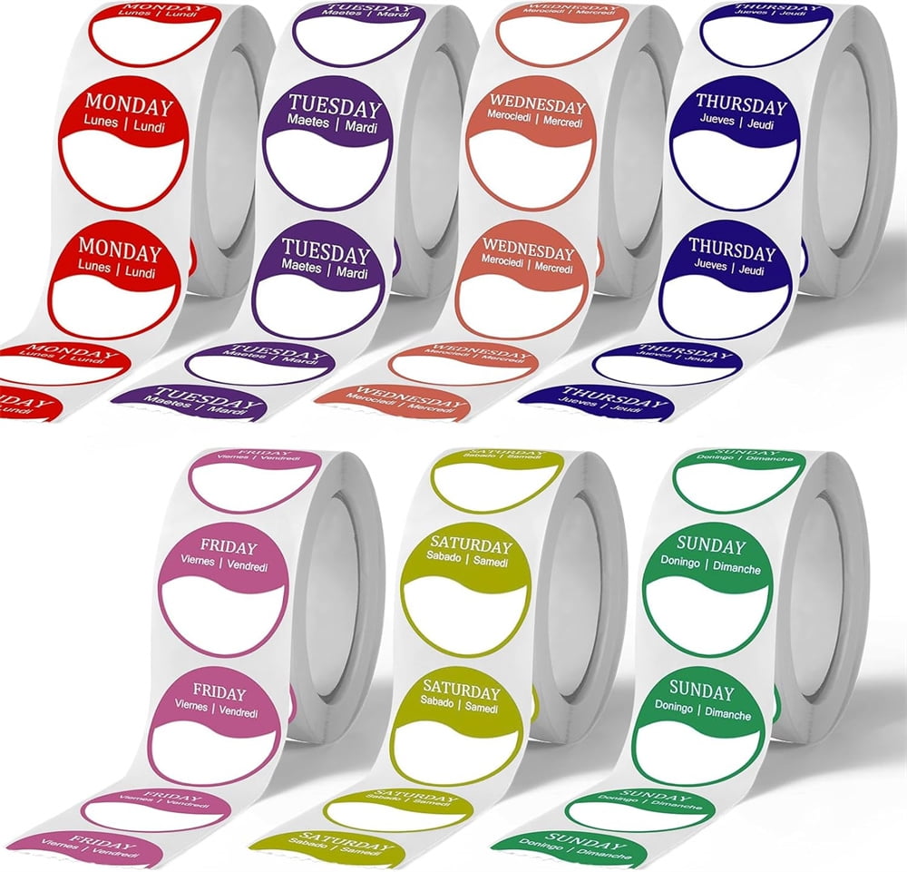 Triani 3500Pcs Days of The Week Stickers Removable Day Label Day Dots ...
