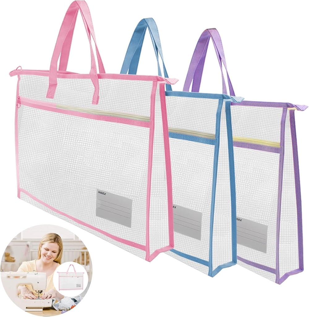 Triani 3Pcs A3 Project Bag for Quilting Craft Storage with Handles ...