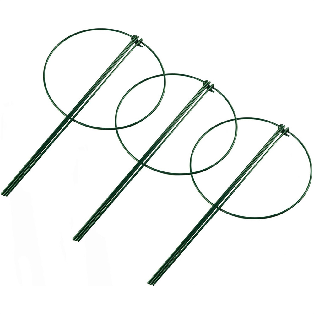 Triani 3Pcs Adjustable Plant Ring Cages with Green Rubber Wrapping 7.08 ...