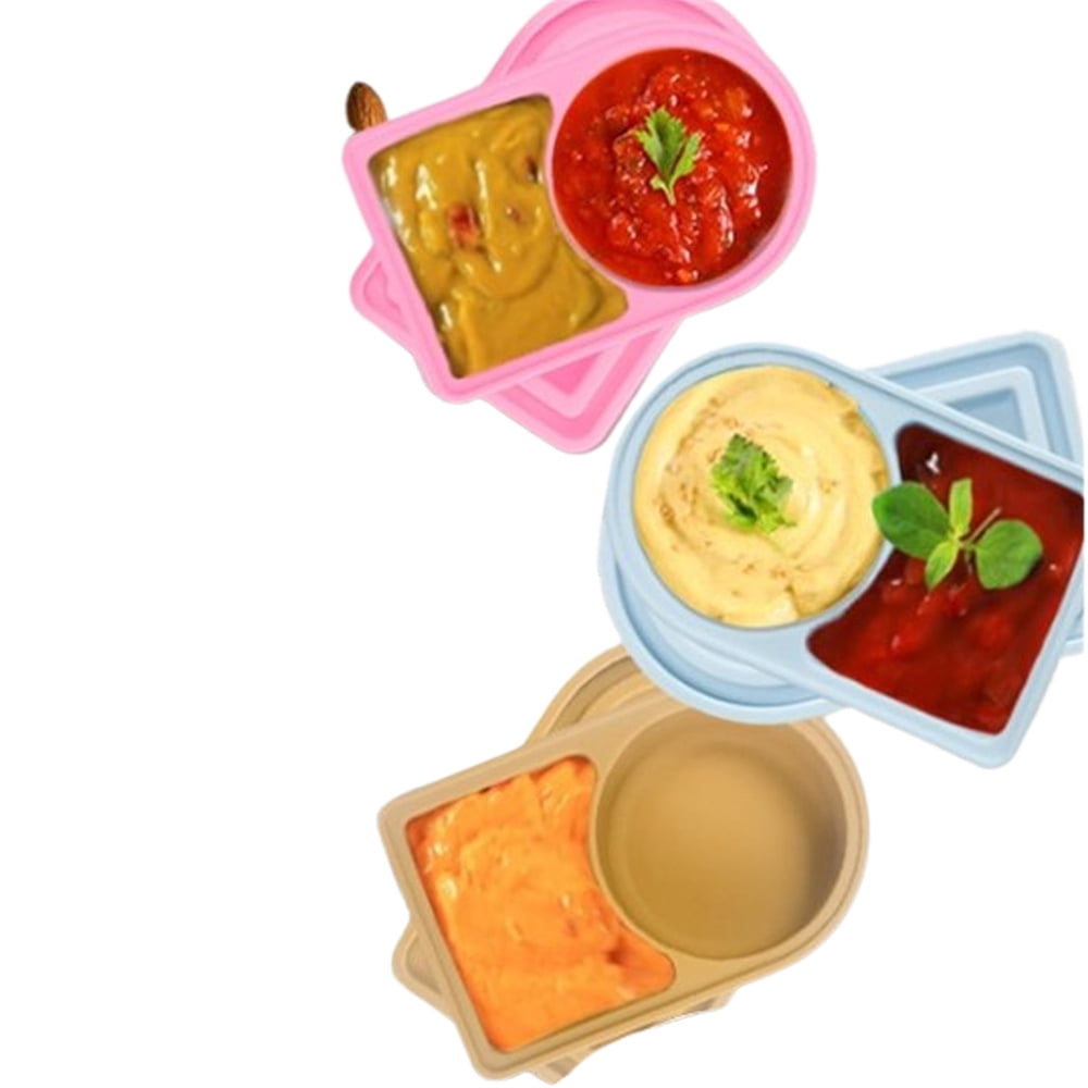 Triani 3Pcs Reusable Snack Containers Silicone Double/2 Compartment ...