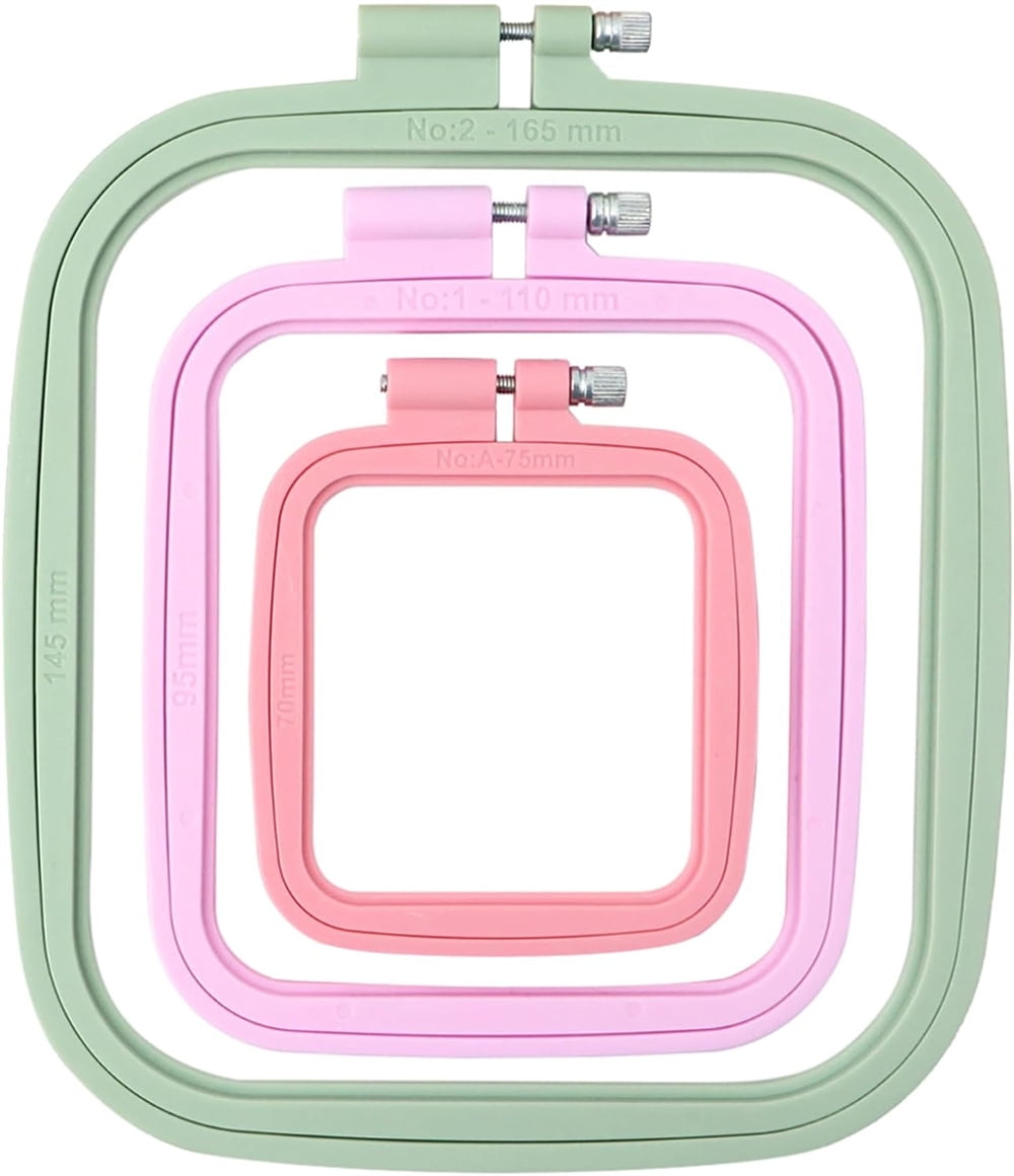 Triani 3Pcs Square Embroidery Hoops 3Color Plastic Embroidery Hoops ...