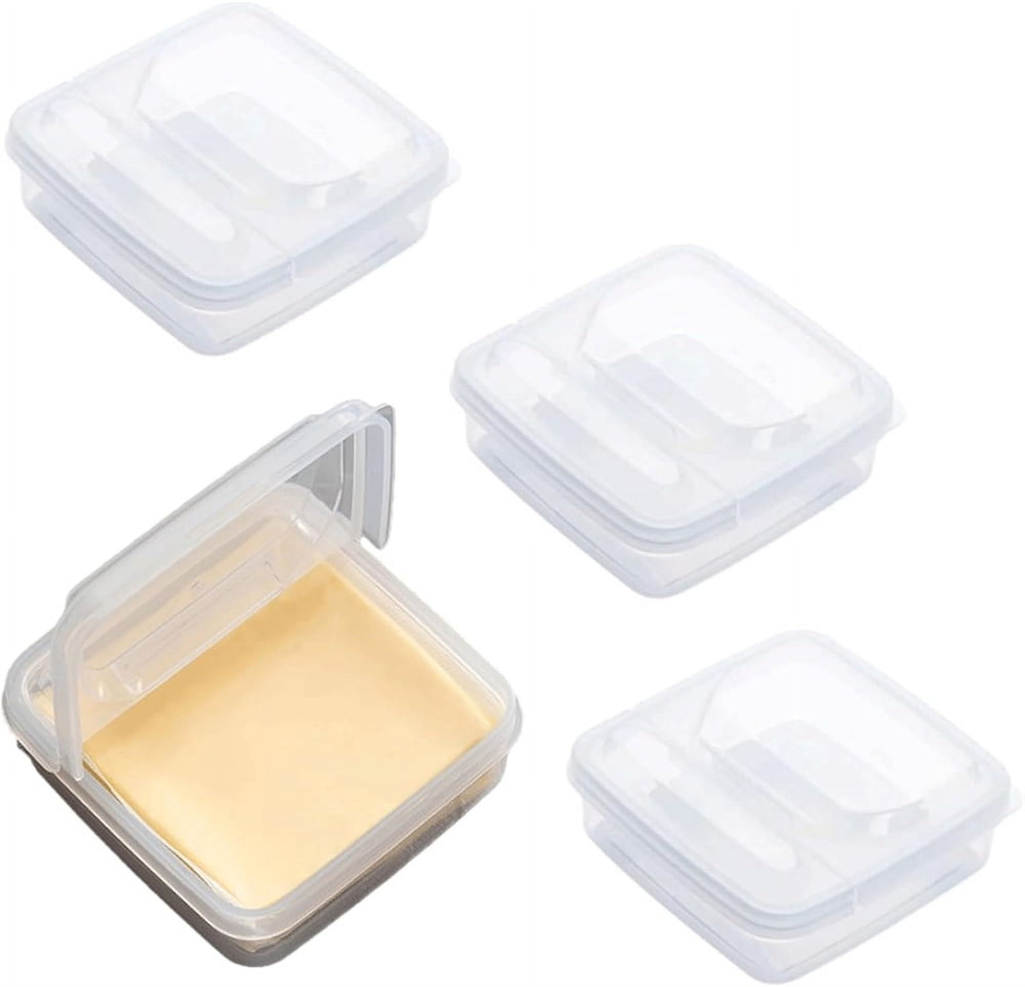 Triani 4 Pack Plastic Sliced Cheese Container for Fridge Clear Storage ...