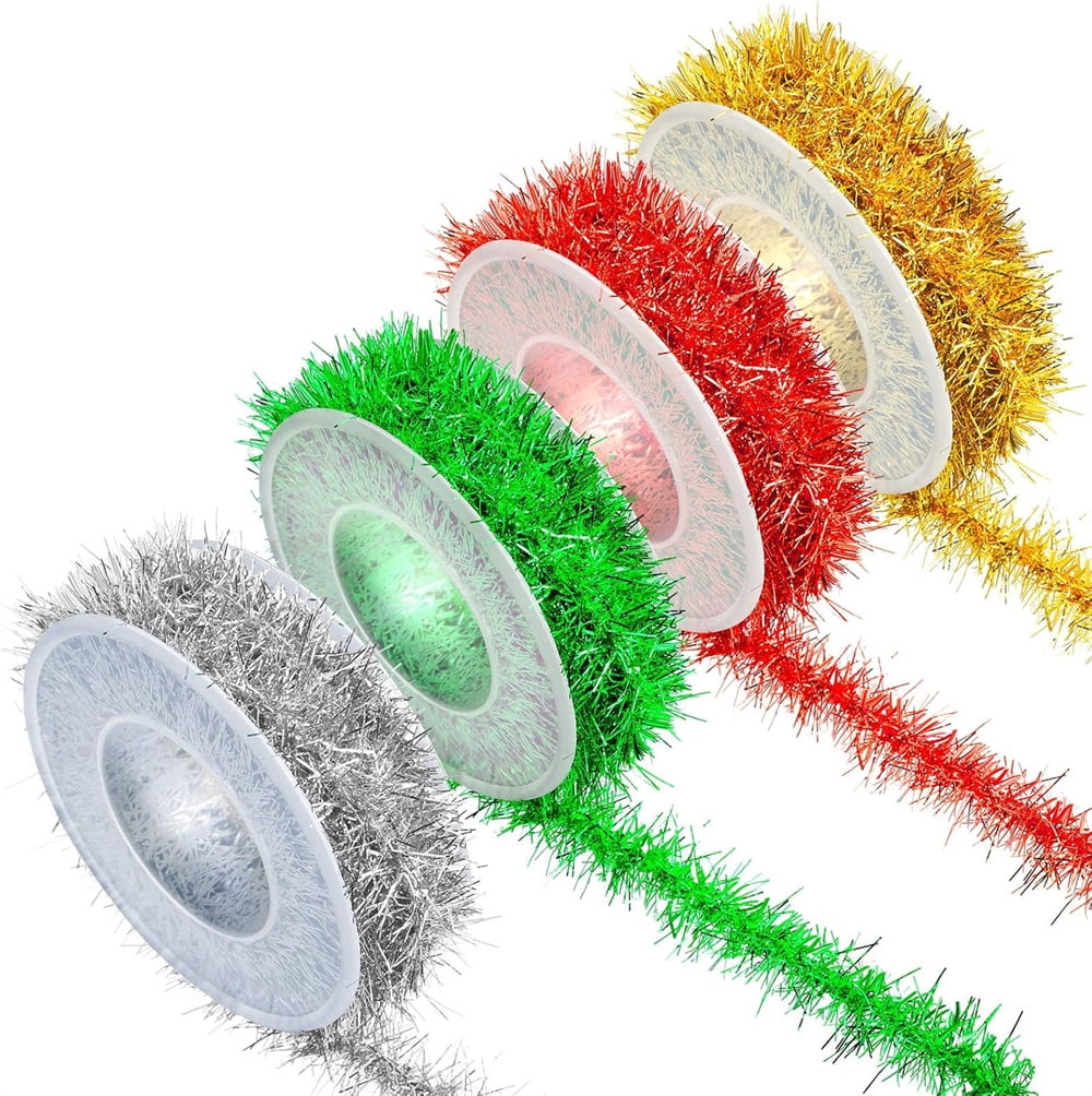 Triani 4 Rolls Mini Tinsel Garland Christmas Tree Decorations 9.84Ft ...