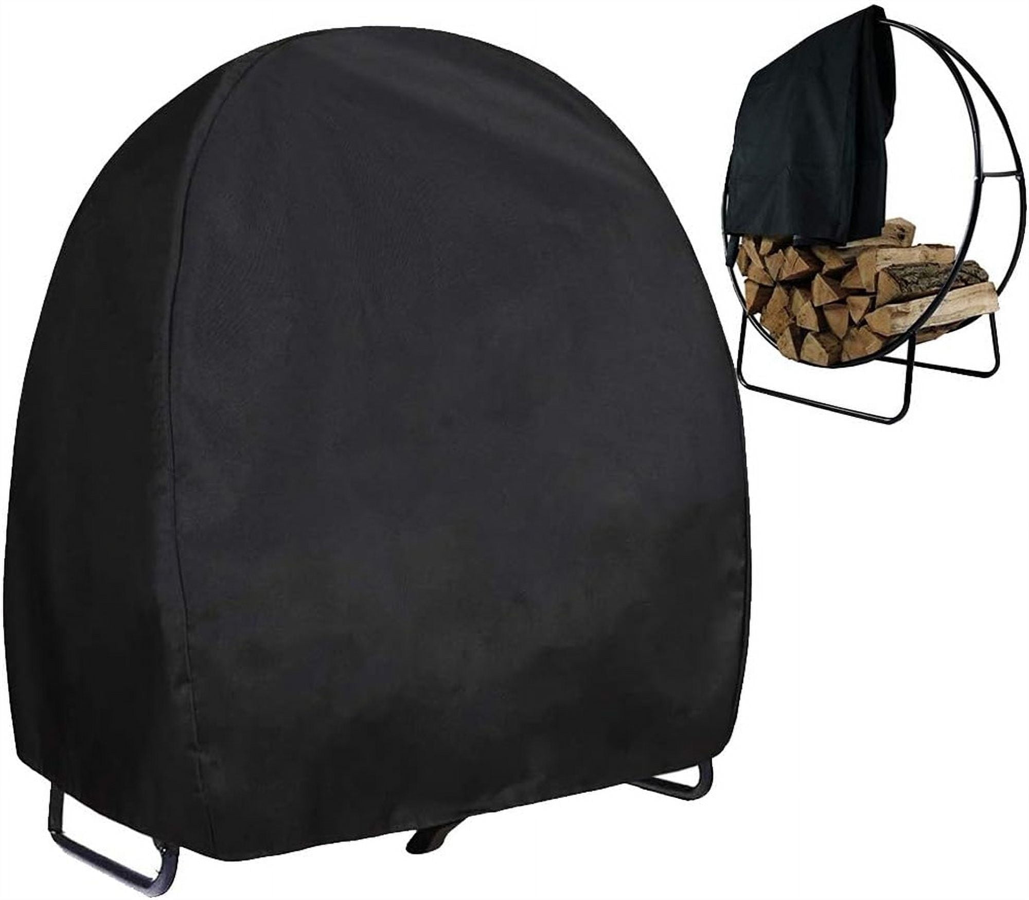 Triani 40 Inch Round Fire Wood Rack Cover Closure Waterproof and ...