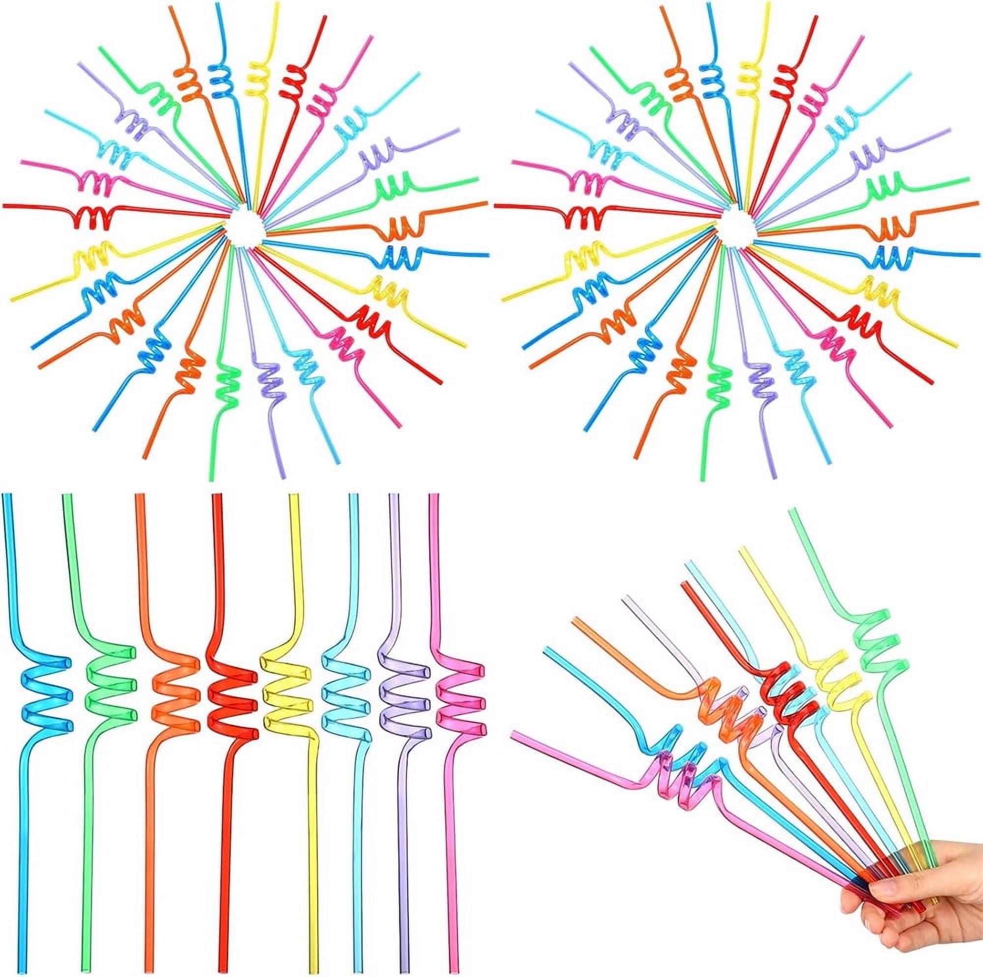 Triani 40Pcs Twisty Reusable Plastic Straws Twisty Straws Colorful ...