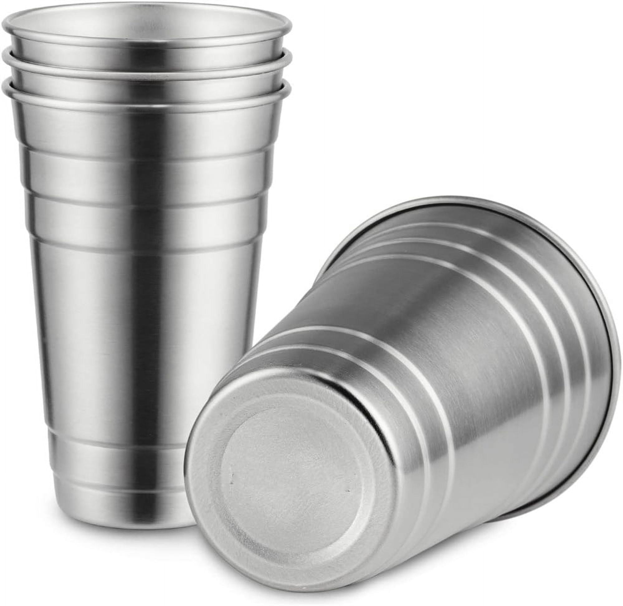 Triani 4Pcs 18.6Oz Ounce Stainless Steel Pint Cups Tumblers Unbreakable ...