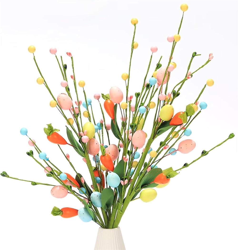 Triani 4Pcs Artificial Easter Stems with Eggs & Carrots 15.75" Easter ...